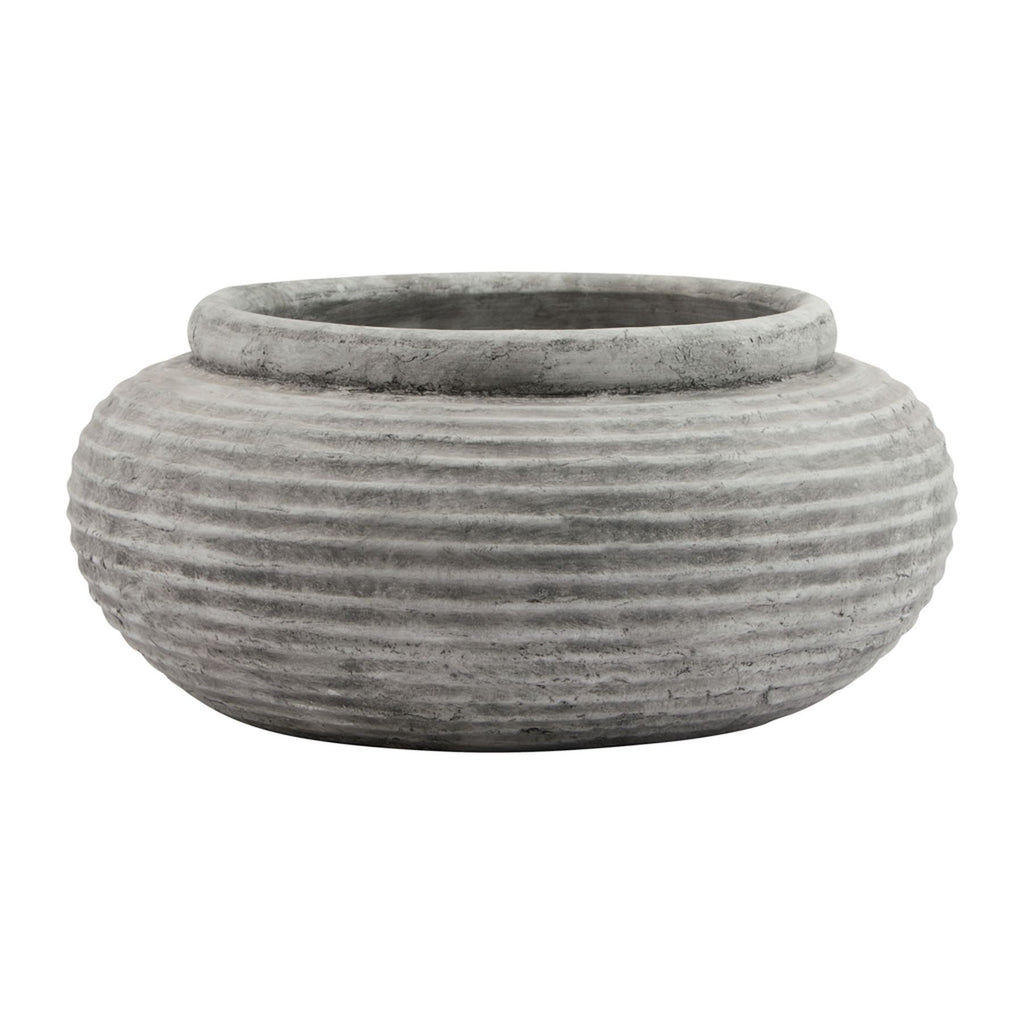 The Ola - Grey Round Stone Planter – Mulberry Barn Living
